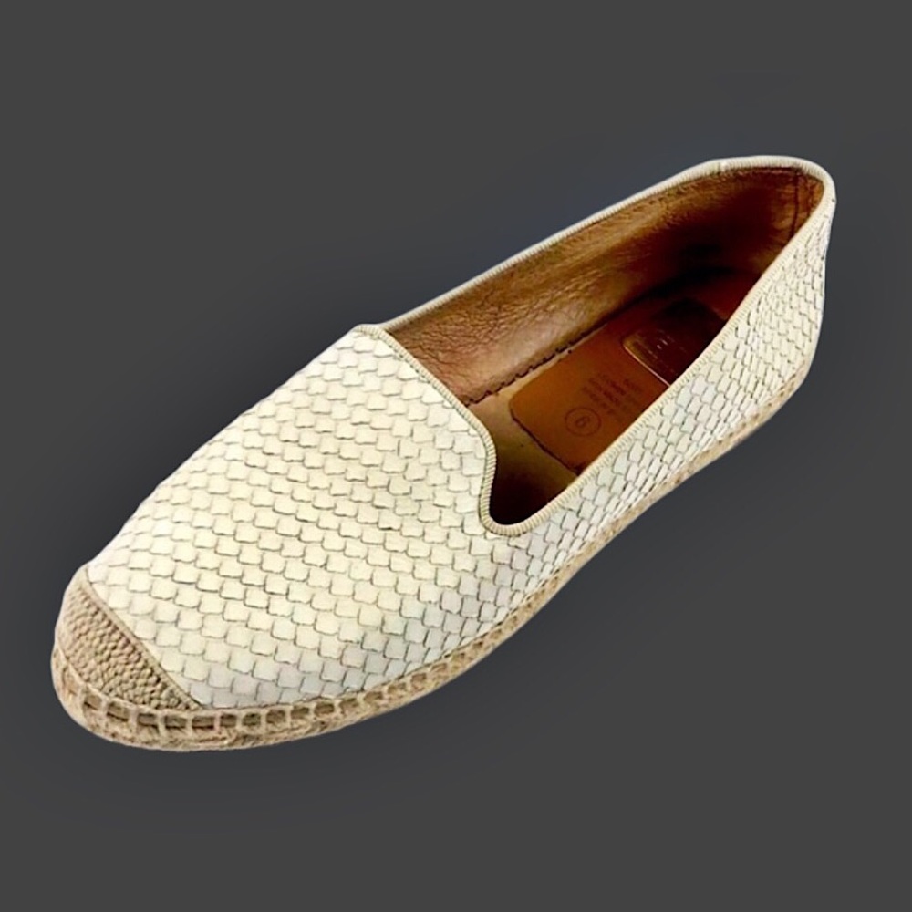 Kanna Dora Leather Snake Embossed Espadrilles Sz 6 - Gem